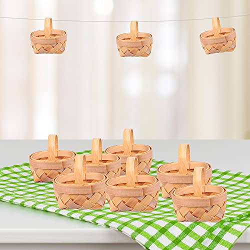 YARNOW 12pcs Miniature Picnic Baskets with Handles Small Wood Chip Baskets Dollhouse Tiny Woven Basket Mini Party Favor Basket for Fairy Garden Crafts Decor