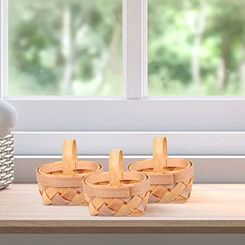 YARNOW 12pcs Miniature Picnic Baskets with Handles Small Wood Chip Baskets Dollhouse Tiny Woven Basket Mini Party Favor Basket for Fairy Garden Crafts Decor