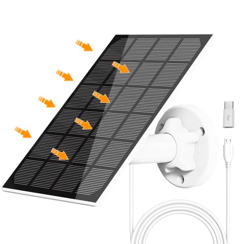 Lybuorze Solar Panel for Security Camera, Solar Panel for 5V Outdoor Camera, Micro USB & USB-C Port Solar Panel, IP66 Waterproof Solar Charger for Camera, 360° Adjustable Mounting Bracket, 10ft Cable