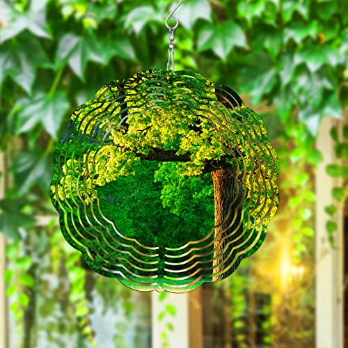 Remerry 10 Pcs 10 Inch Sublimation Wind Spinner Blanks, 3D Aluminum Double Sided Circle Sublimation Wind Powered Kinetic Sculpture, Hanging Outdoor Spinner Suspension Trim for Yards and Garden()