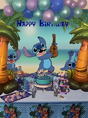 Tropical Luau Happy Birthday Backdrop and Tablecloth for Kids Boys Baby Shower Birthday Party Supplies Decorations 5x3ft, Green