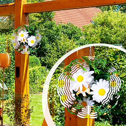 Remerry 10 Pcs 10 Inch Sublimation Wind Spinner Blanks, 3D Aluminum Double Sided Circle Sublimation Wind Powered Kinetic Sculpture, Hanging Outdoor Spinner Suspension Trim for Yards and Garden()