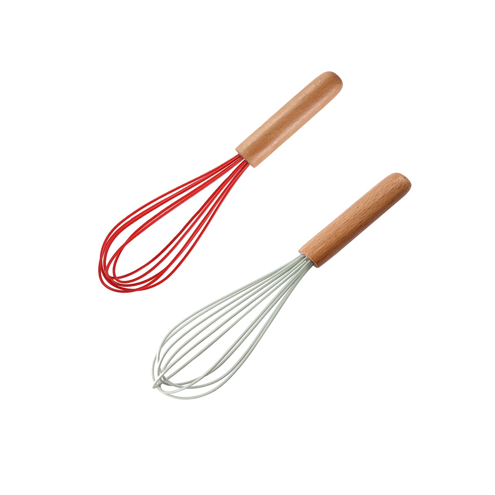 Tainrunse Egg Mixer Chrismas Manual Egg Mixer Milk Frother Kitchen Utensil Mixing Xmas Wooden Handle Durable Food Grade 10 Inch (Red and Green(2 pcs))