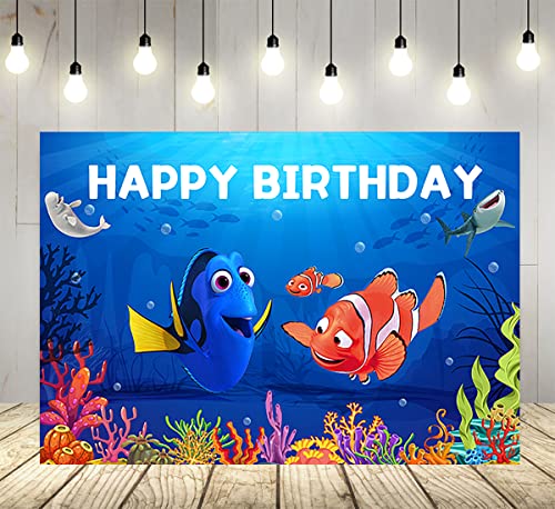 Under The Sea Backdrop for Birthday Party Supplies Nemo Photo Backgrounds Finding Dory Birthday Theme Baby Shower Banner 59x38in