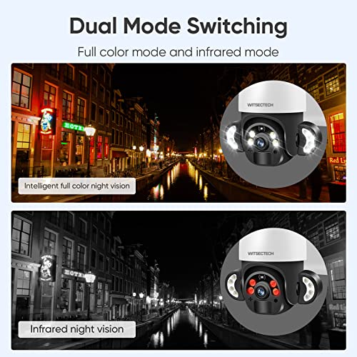 WITSECTECH 4G LTE Cellular Security Camera with SIM(Verizon AT&T T-Mobile) Solar Outdoor Camera 2K Live Video,360° PTZ,Night Vision,Spotlight,PIR Motion Alerts,Cloud Storage- No WiFi Camera