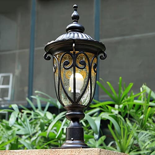 MODEBHD European Column Lamps E27 Pillar Lamp Outdoor Glass Floor Lamp Bottom Light Die-cast Aluminum Column Light IP55 Waterproof Pillar Post Light Garden Decoration Park Fence Garden Villa Lighting
