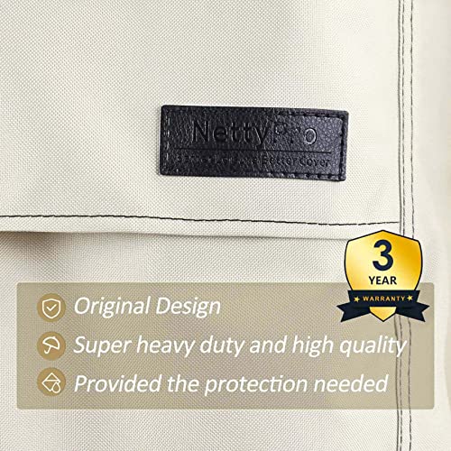 NettyPro Outdoor Sofa Cover Waterproof 3-Seater Patio Couch Cover, Patio Furniture Deep Lounge Sofa Covers with Air Vent and Handle, 88" W x 38" D x 35" H, Beige
