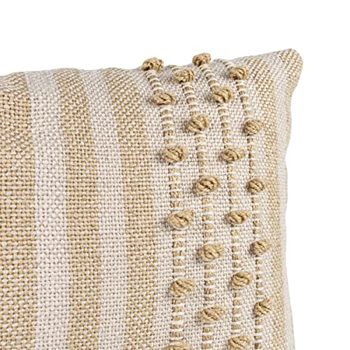 Foreside Home & Garden Tan Pulled Knot 14X22 Hand Woven Filled Outdoor Pillow