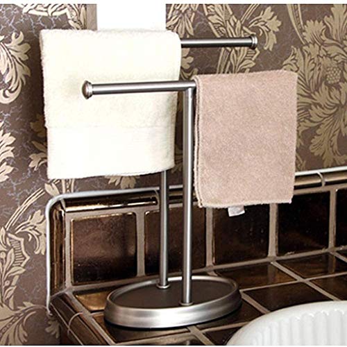 LDCHNH Silver Hand Towel Holder, Free Standing Towel Rack, Stainless Steel Necklace Holder Jewelry Organizer Bracelet Display Stand