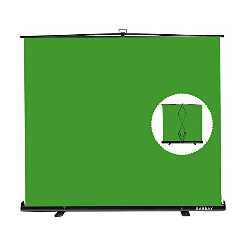 ćWider Styleć RAUBAY 78.7in x 74.8in Large Collapsible Green Screen Backdrop Portable Retractable Chroma Key Panel Photo Background with Stand for Video Conference, Photographic Studio, Streaming