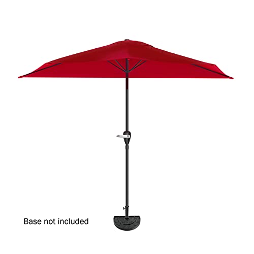 Pure Garden 9-Foot Half Patio Umbrella β Easy Crank Semicircle Opening Shade Canopy β For Against a Wall, Porch, or Balcony Furniture (Red)