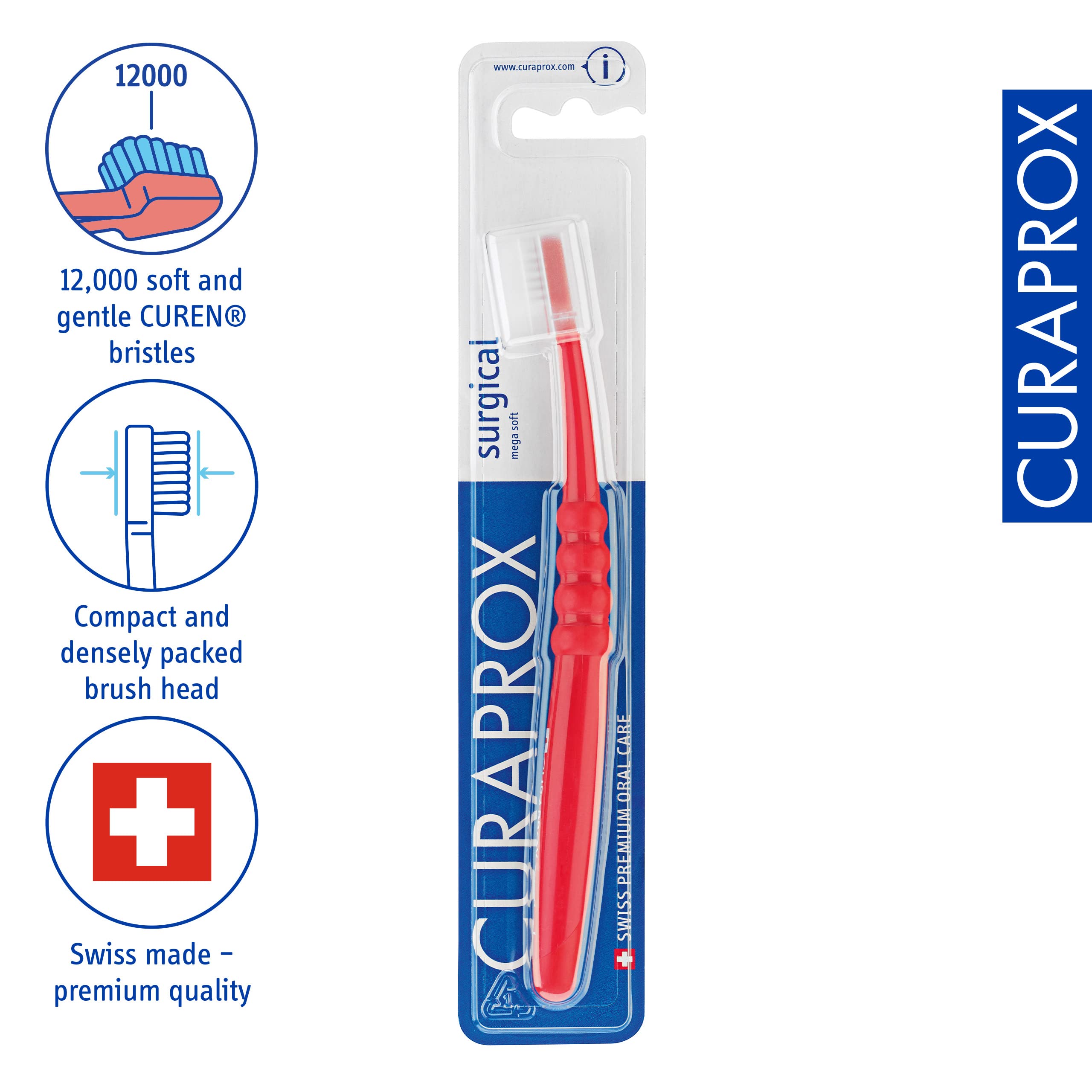 Curaprox CS Surgical Mega-Soft Toothbrush, Red