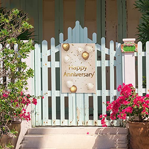 Maicaiffe Happy Anniversary Garden Flag - Wedding Anniversary / Company Anniversary Party Lawn Yard Flag, Outdoor Indoor Decor - Double Sided