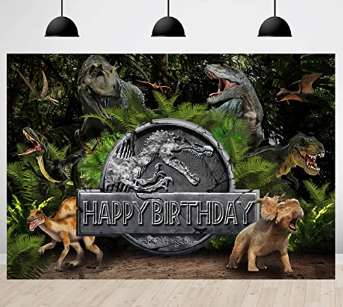 Dinosaur Themed Backdrop for Kids Boys Happy Birthday Party Teens Birthday Dinosaur Photography Background Jungle World Photography Backdrops 7x5ft