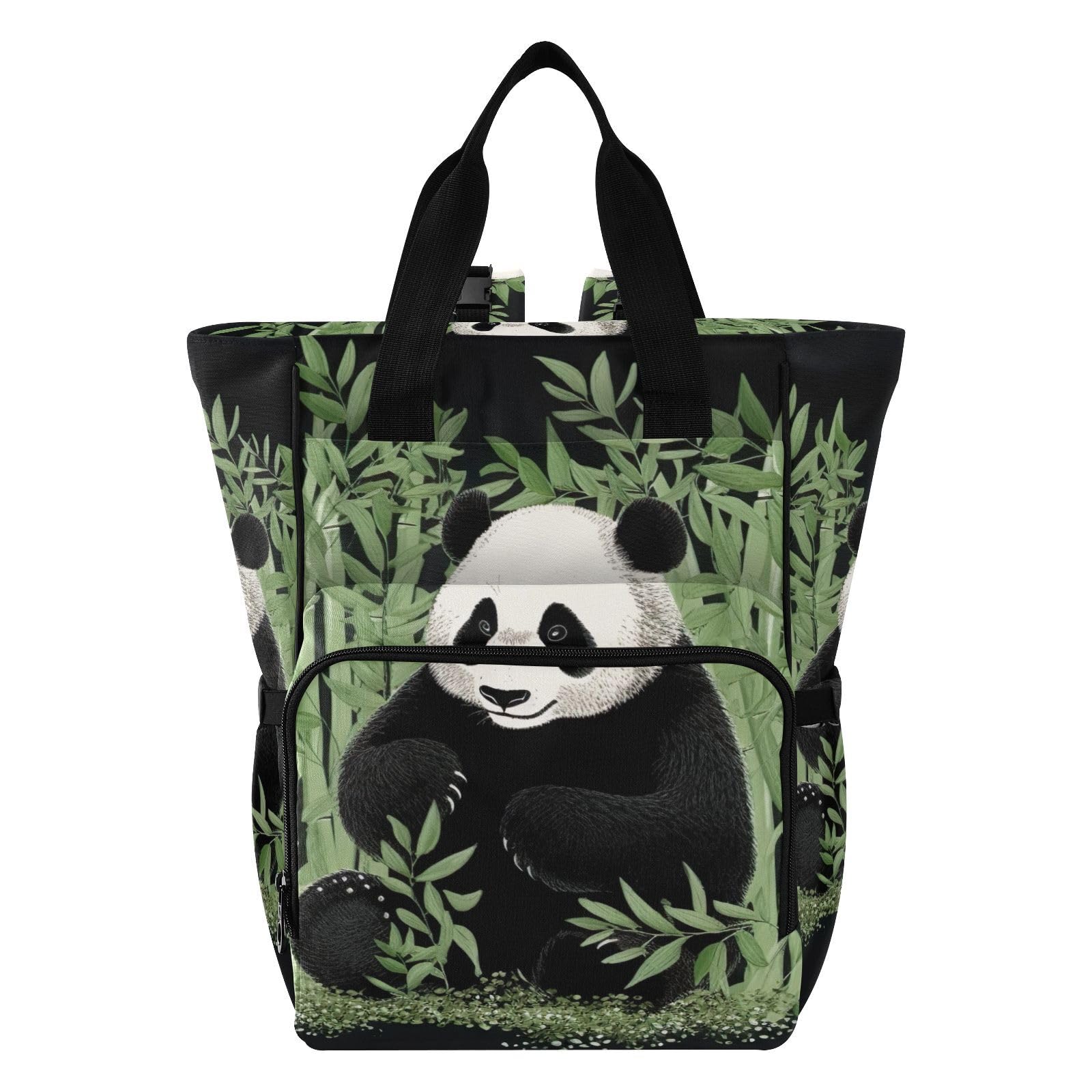 xigua Panda Bear Black Diaper Bag Backpack Multi Function Baby Changing Bags Waterproof Large Capacity Travel Back Pack for Mom Dad