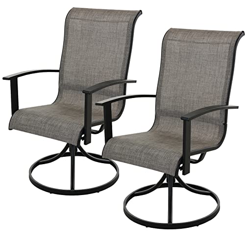 Grand patio Outdoor Swivel Rocking Patio Dining Chairs Set of 2, Outdoor Mesh Sling Swivel Rocker 2 Pieces Set for Lawn Garden Backyard Deck, Mixed Coffee