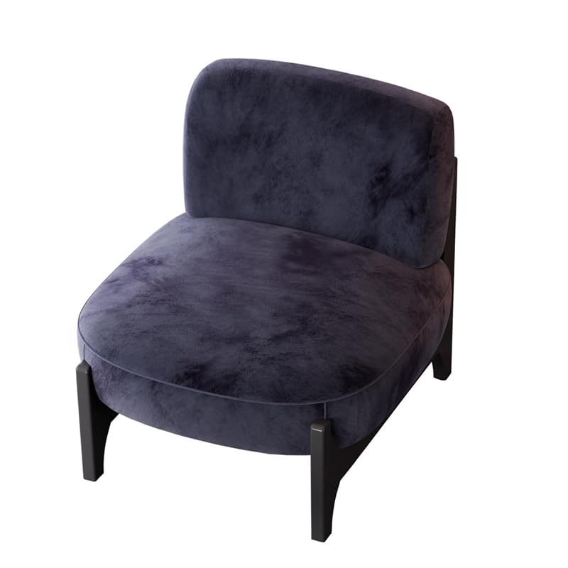 1 Piece Upholstered Velet Fabric Mid Century Modern Accent Chair with Solid Wood Frame, Comfy Armless Chair for Living Room, Bedroom, Reading, Balcony,Black