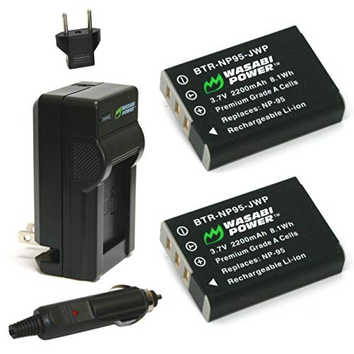 Wasabi Power Battery (2-Pack) and Charger for Fujifilm NP-95 and Fuji FinePix REAL 3D W1, X100, X100S, X-S1