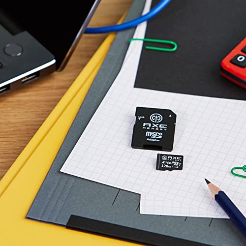 AXE MEMORY 128GB microSDXC Memory Card + SD Adapter with A1 App Performance, V30 UHS-I U3 4K