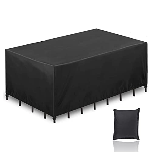 GORDITA Patio Furniture Covers, 83 x 51 x 29 inch Waterproof Patio Table Cover, Durable 420D Outdoor Furniture Covers with 4 Windproof Buckles, Large Patio Cover for 6- 8 Seats