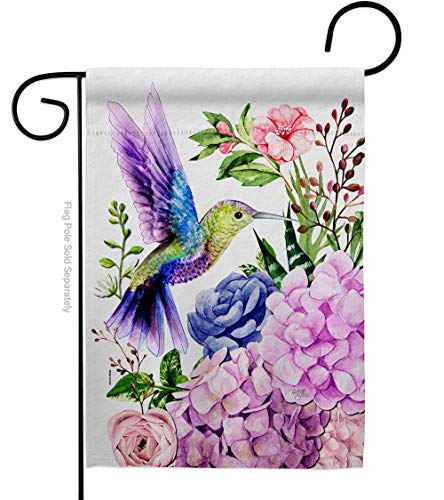 Breeze Decor Purple Hummingbird Garden Flag Friends Birds Flamingo Cardinal Peacock Springtime Natural Wildlife House Decoration Banner Small Yard Gift Double-Sided, Made in USA