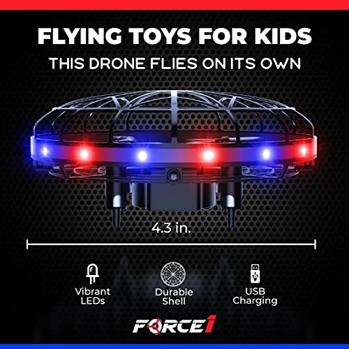 Force1 Scoot LED Hand Operated Drone for Kids or Adults - Hands Free Motion Sensor Mini Drone, Easy Indoor Small UFO Toy Flying Ball Drone Toy for Boys and Girls (Red/Blue)