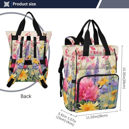xigua Flowers and Butterfly Diaper Bag Backpack Multi Function Baby Changing Bags Waterproof Large Capacity Travel Back Pack for Mom Dad