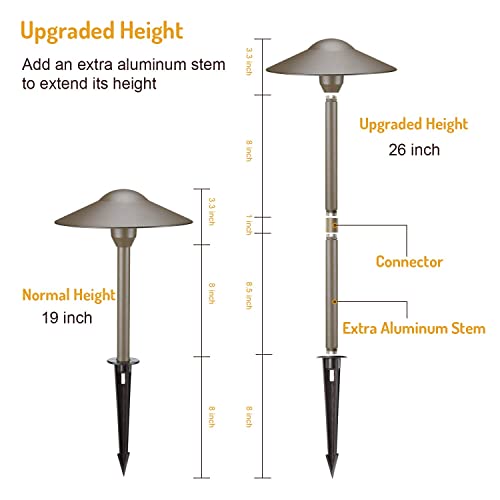Lumina Low Voltage Landscape Lighting Cast-Aluminum Outdoor Path and Area Light Warm White 3W G4 LED Bulb and ABS Heavy Duty Ground Stake Included for Yard Walkway Lawn - Bronze PAL0101-BZLED8 (8PK)