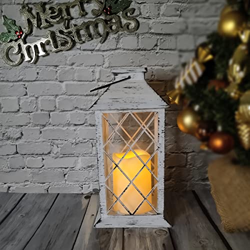 LEDHOLYT Solar Lanterns, Outdoor LED Decorative Lanterns with Flickering Flameless Candles,Hanging Gray Lantern Decor Lamp for Table,Party, Dining Table, Garden Landscape,Patio,Front Porch