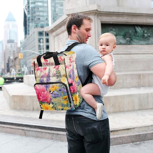 xigua Flowers and Butterfly Diaper Bag Backpack Multi Function Baby Changing Bags Waterproof Large Capacity Travel Back Pack for Mom Dad