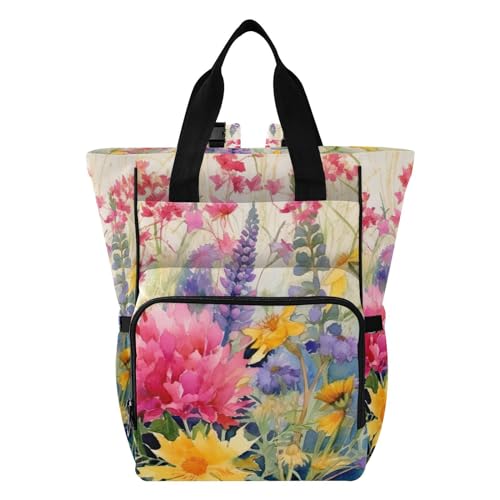 xigua Flowers and Butterfly Diaper Bag Backpack Multi Function Baby Changing Bags Waterproof Large Capacity Travel Back Pack for Mom Dad