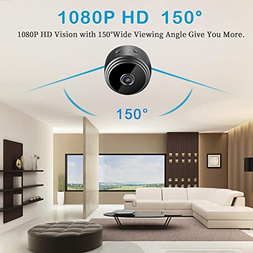 Mini Camera, Wireless WiFi Motion Detects Magnetic Camera, HD 1080P Portable Home Security Cameras Covert Nanny Cam Small Indoor Outdoor Video Recorder Motion Activated Night Vision (A)