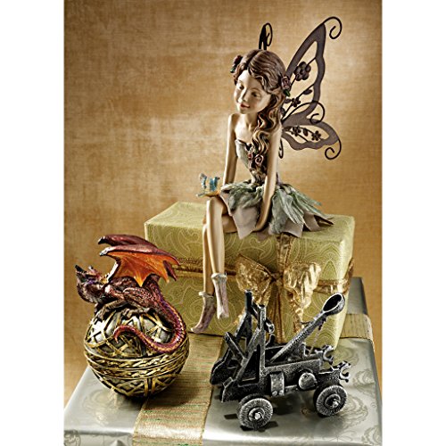 Design Toscano HF326063 Fannie The Garden Fairy Sitting Statue, 12 Inch, 12", Single
