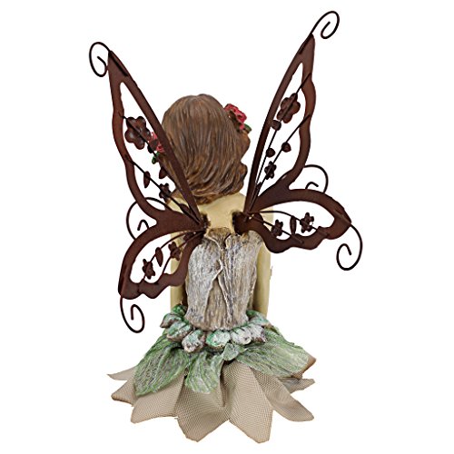 Design Toscano HF326063 Fannie The Garden Fairy Sitting Statue, 12 Inch, 12", Single