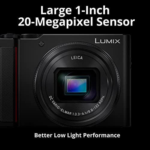 Panasonic LUMIX ZS200D 4K Digital Camera, 20.1MP 1-Inch Sensor, 15X Leica DC Vario-Elmar Lens, F3.3-6.4 Aperture, WiFi, Hybrid O.I.S. Stabilization, 3-Inch LCD, DC-ZS200DK (Black)