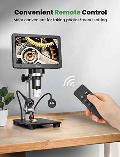 HDMI LCD Digital Microscope with IPS Screen, Dcorn 7" Coin Microscope for Coin Collection Supplies, View Entire Coin,16MP Soldering Microscope with Lights for Adults, 32GB Card Included