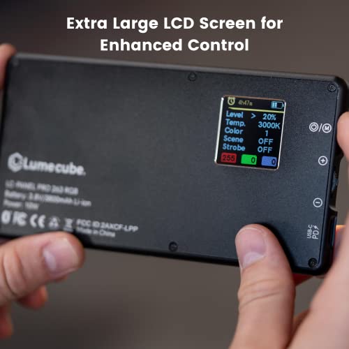 Lume Cube RGB Panel Pro | Full Color Mountable LED Light for Professional DSLR Cameras | Adjustable Color, Bluetooth Compatible, Intelligent LCD, Long Battery Life | for Vlogging, Photography, Video