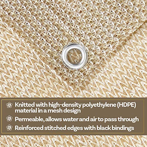 Alion Home HDPE 60% Sun Block Garden Netting Mesh for Plants Protecting - Beige (1, 10' x 14')