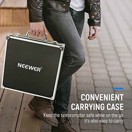 NEEWER X12 Aluminum Teleprompter with RT-110 Remote Control (Connected via Bluetooth on NEEWER Teleprompter App) & Carry Case, Compatible with iPad, iOS/Android Tablets, Smartphones, DSLRs (Black)