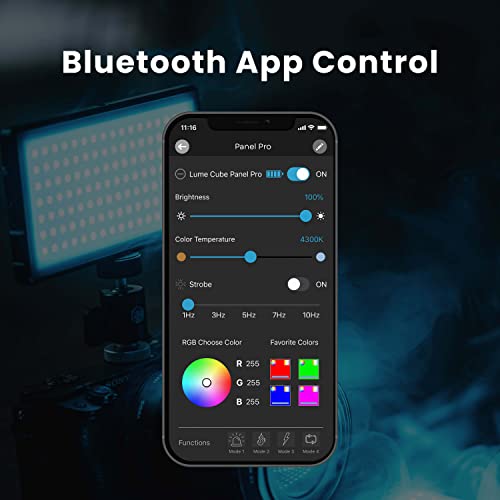 Lume Cube RGB Panel Pro | Full Color Mountable LED Light for Professional DSLR Cameras | Adjustable Color, Bluetooth Compatible, Intelligent LCD, Long Battery Life | for Vlogging, Photography, Video