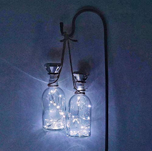 Solar Wine Bottle Lights, 10 Pack Diamond Cork Lights, 20 LED Outdoor Waterproof Fairy String Lights for Garden Wedding Patio(Cool White)