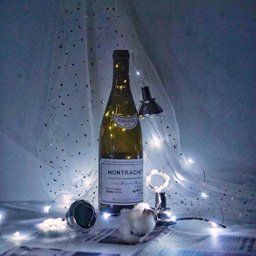 Solar Wine Bottle Lights, 10 Pack Diamond Cork Lights, 20 LED Outdoor Waterproof Fairy String Lights for Garden Wedding Patio(Cool White)