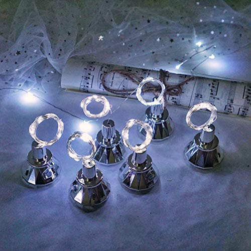 Solar Wine Bottle Lights, 10 Pack Diamond Cork Lights, 20 LED Outdoor Waterproof Fairy String Lights for Garden Wedding Patio(Cool White)