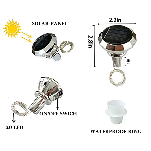 Solar Wine Bottle Lights, 10 Pack Diamond Cork Lights, 20 LED Outdoor Waterproof Fairy String Lights for Garden Wedding Patio(Cool White)