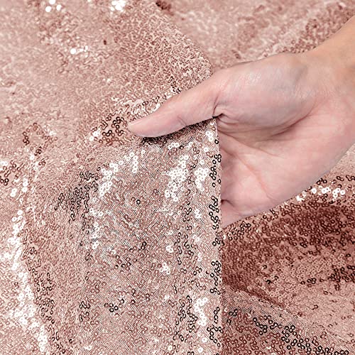 BEDDEB Rose Gold Sequin Backdrop Curtain, 2PCS 2FTx8FT Glitter Backdrop Curtain for Christmas, Birthday, Wedding, Party Decoration