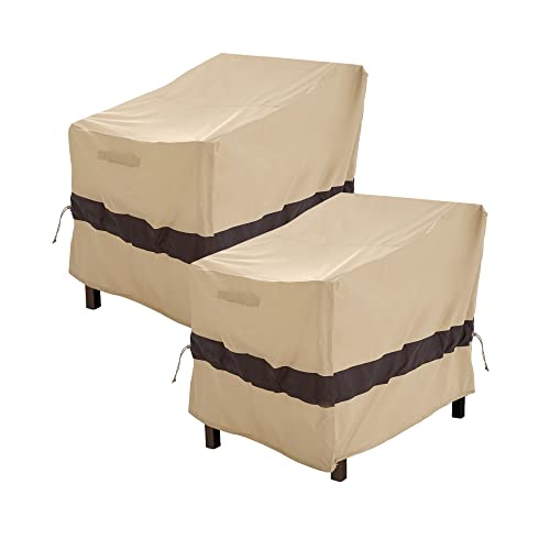 WJ-X3 Patio Chair Cover, Outdoor Lounge Cover, Heavy Duty, Waterproof Lawn Patio Furniture Covers, 35W x 39D x 36H, Beige & Coffee, 2-Pack