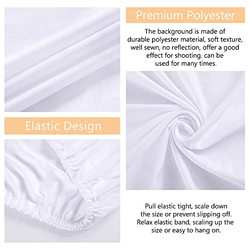 White Round Backdrop Cover 7.2x7.2ft White Circle Birthday Photo Photography Background for Party Baby Shower Wedding Decorations