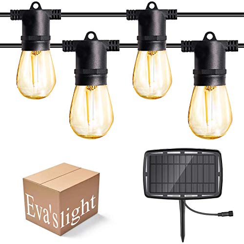 51FT Solar String Lights Outdoor Waterproof, 17PCS Edison Patio Lights Solar Powered Outdoor String Lights with Shatterproof for Patio, Backyard, Party, Garden (Warm White)