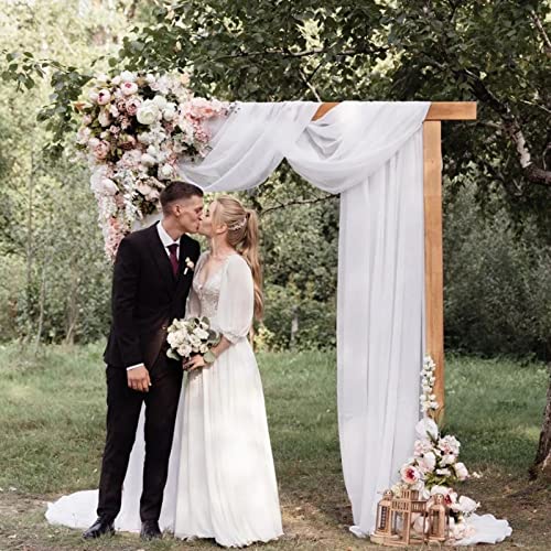 White Arch Drapes 2 Panels 6 Yards Sheer Backdrop Curtains for Parties Ceiling Wedding Arch Reception Drapery Fabric Decor