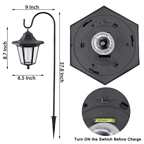 MAGGIFT Upgrade Hanging Solar Lights Garden Decorations, 37.8 Inch Dual Use Shepherd Hook Lights with 2 Shepherd Hooks Outdoor Yard Front Porch Decor Solar Coach Lights, 2 Pack